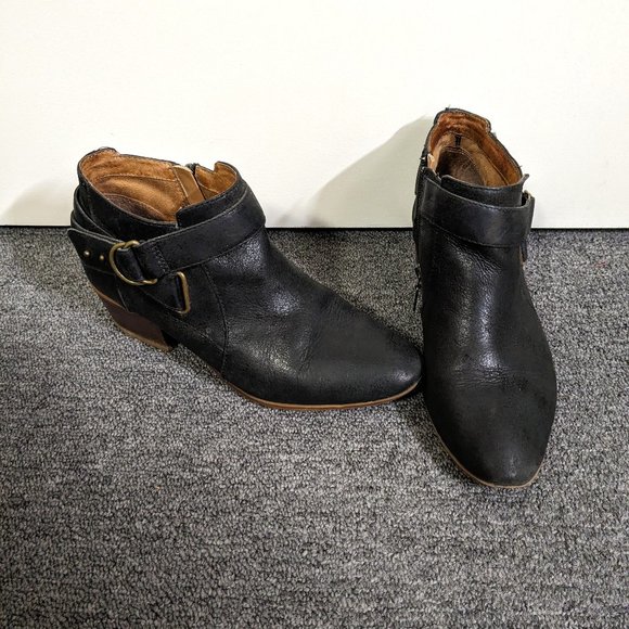 Clarks | Shoes | Clarks Western Moto Leather Buckle Strap Ankle Boots ...